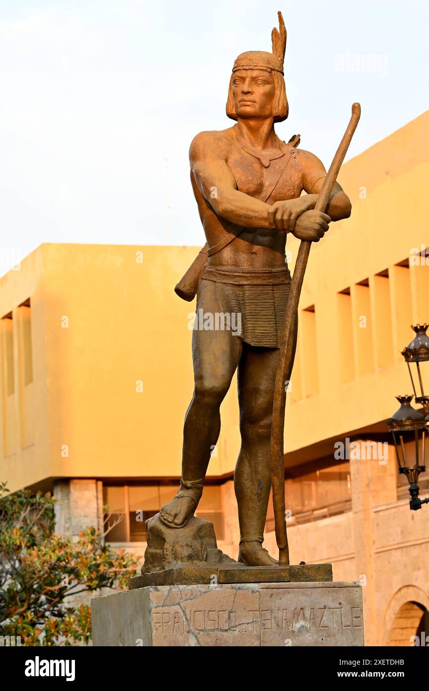 GUADALAJARA, JALISCO, MEXICO: A statue of Tenamaztle or Tenamaxtli, a ...