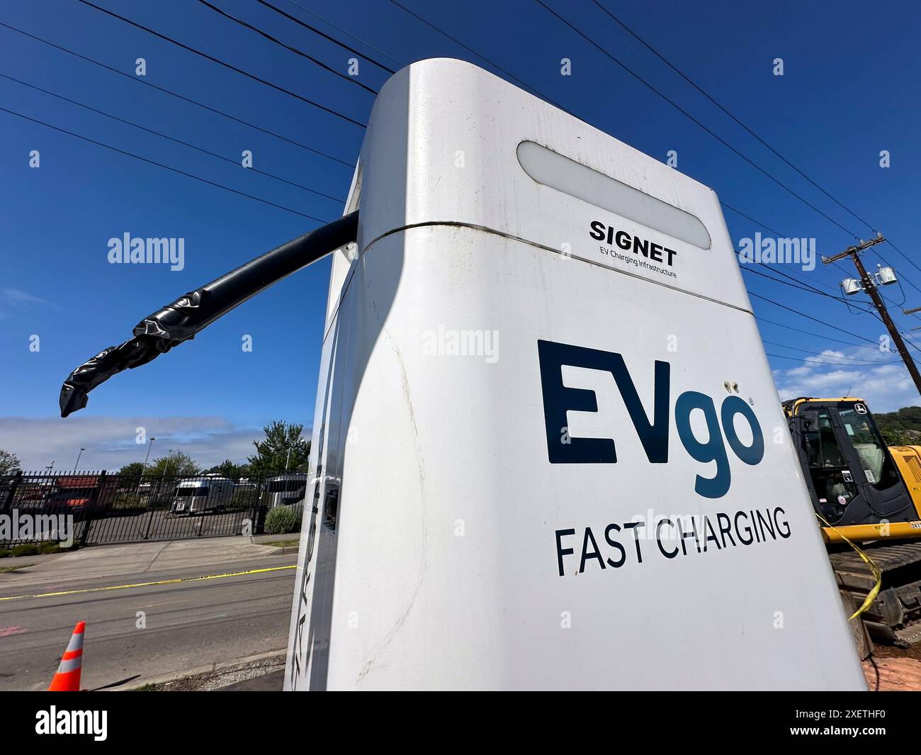 A newly installed electric vehicle (EV) charging station in the ...