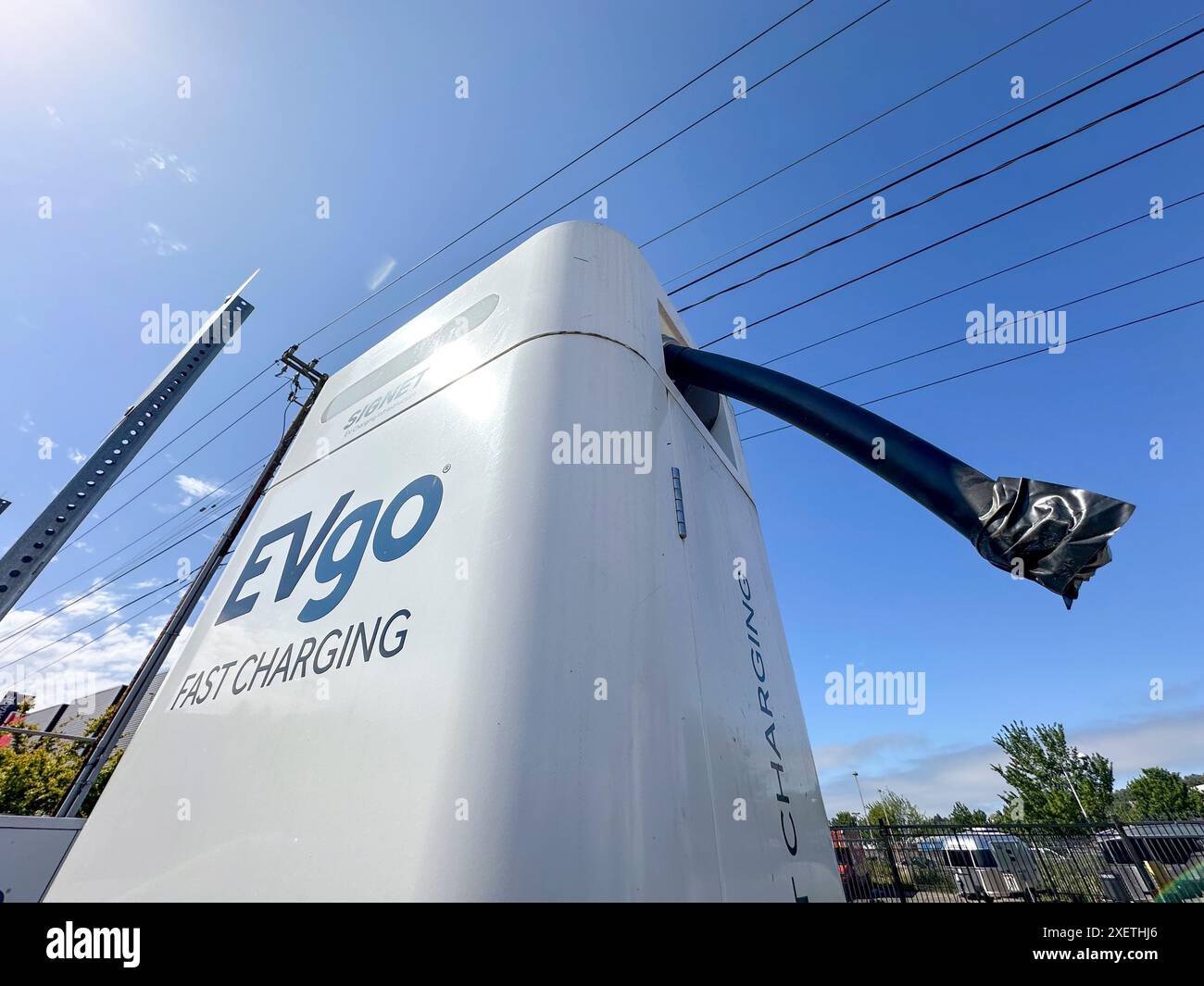 A newly installed electric vehicle (EV) charging station in the ...