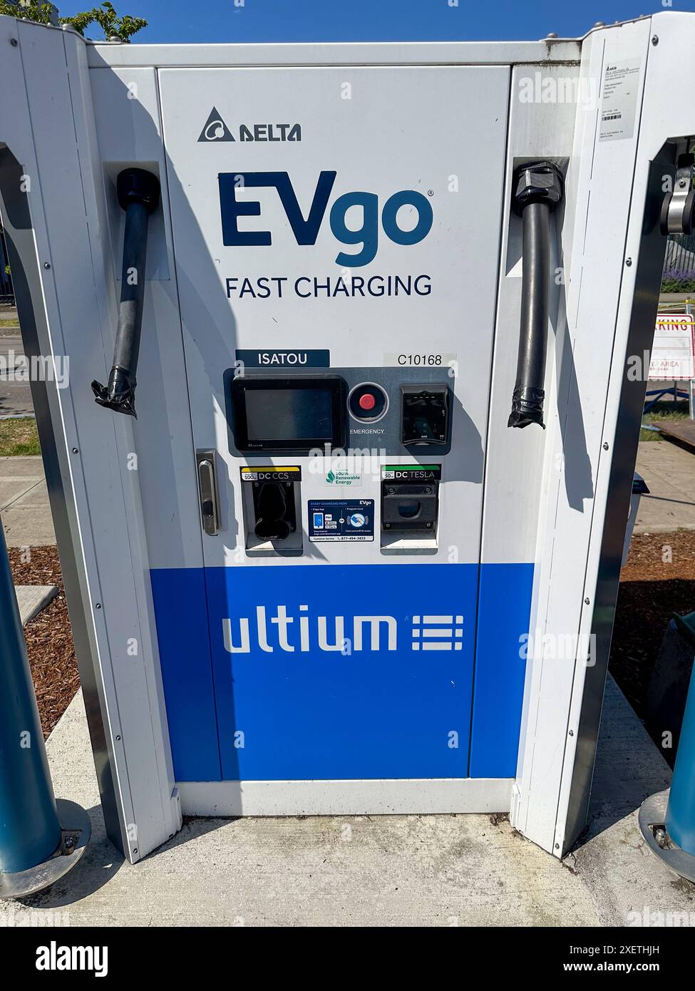 A newly installed electric vehicle (EV) charging station in the ...