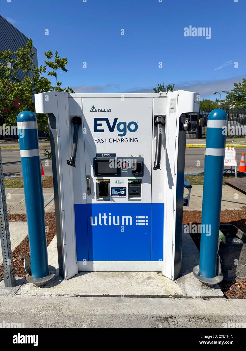 A newly installed electric vehicle (EV) charging station in the ...