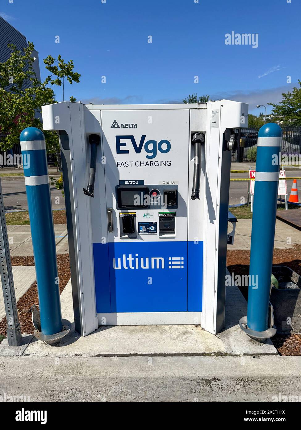A newly installed electric vehicle (EV) charging station in the ...