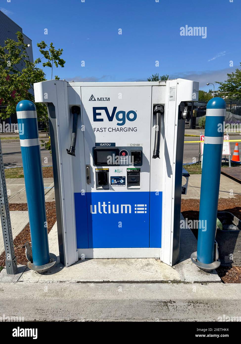 A newly installed electric vehicle (EV) charging station in the ...