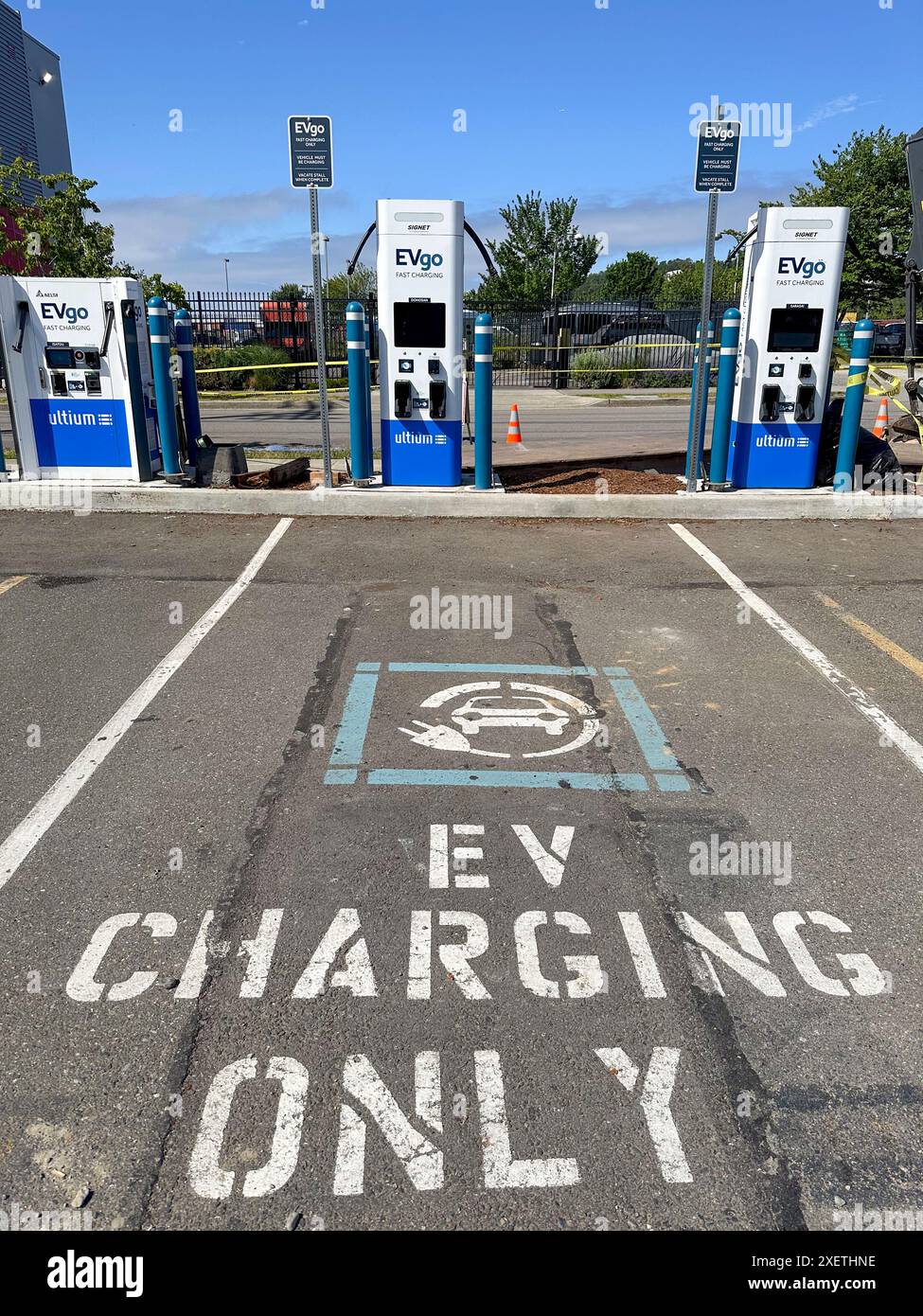 A newly installed electric vehicle (EV) charging station in the ...