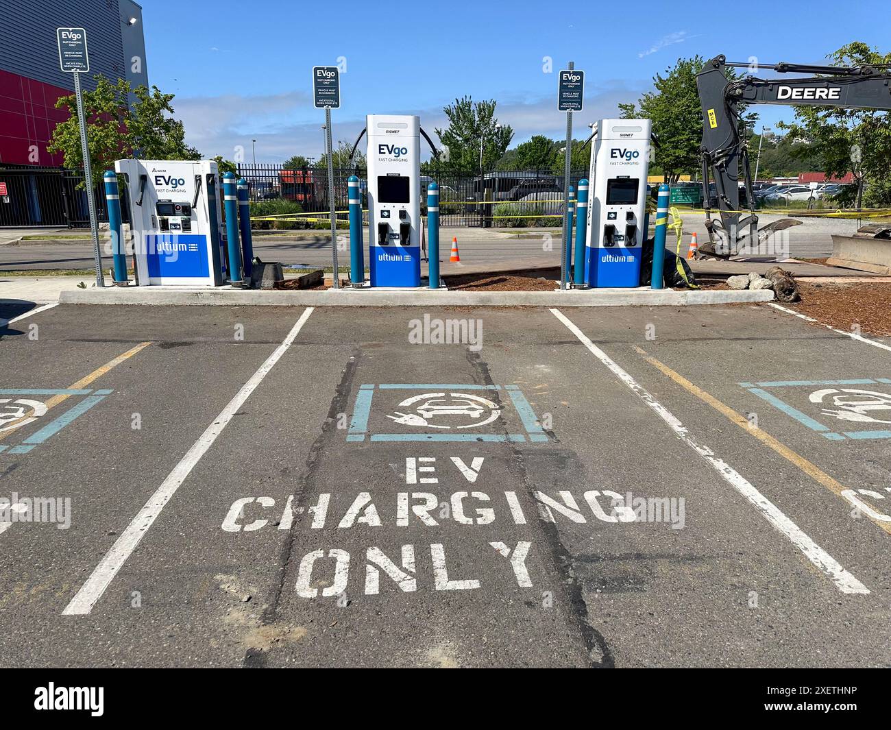 A newly installed electric vehicle (EV) charging station in the ...