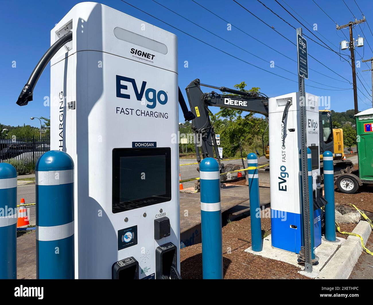 A newly installed electric vehicle (EV) charging station in the ...
