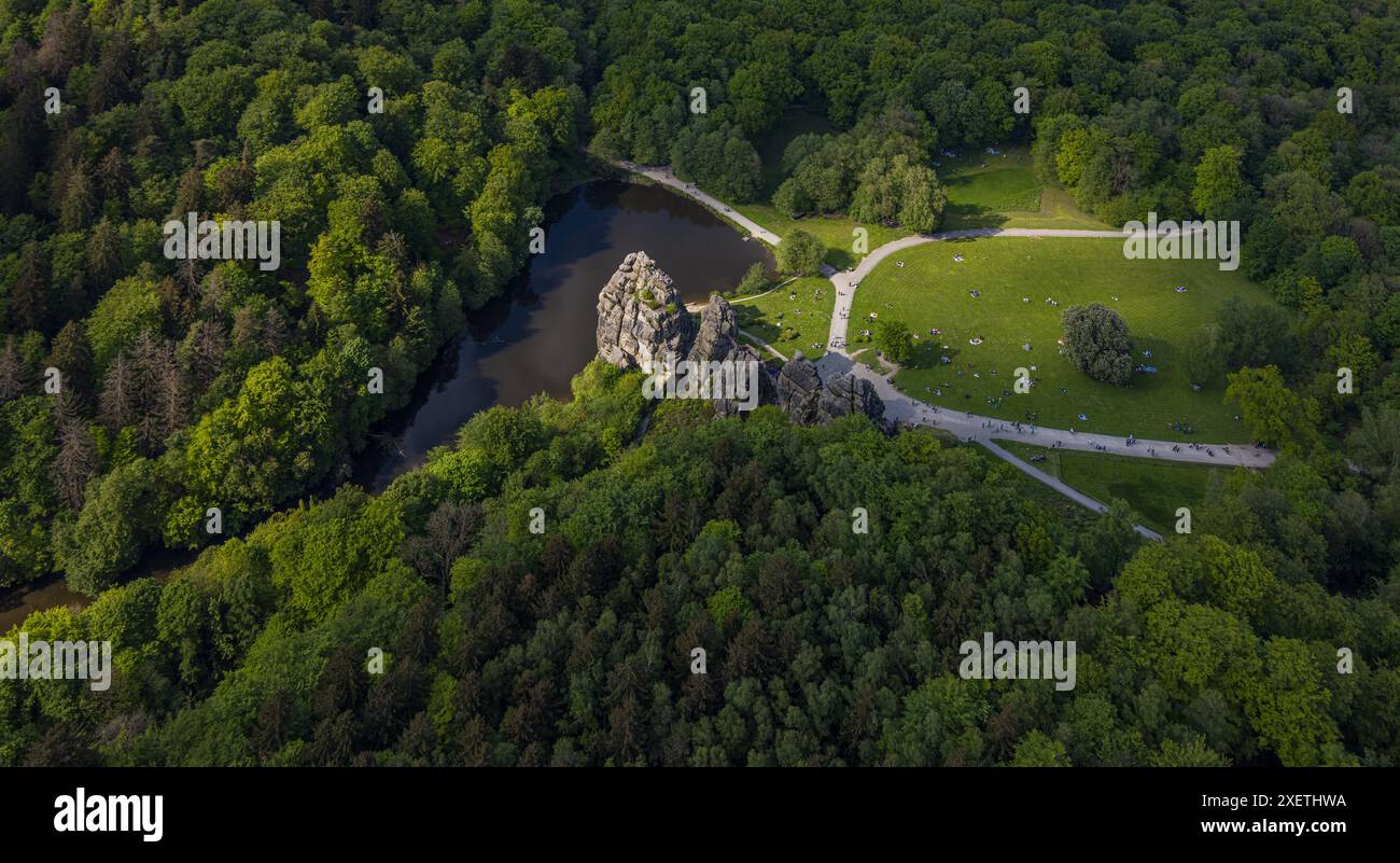 Aerial view, Externsteine, historical sight in the nature reserve ...