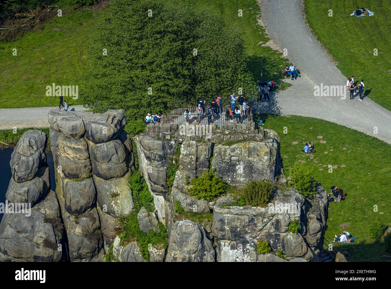 Aerial view, Externsteine, historical sight in the nature reserve ...