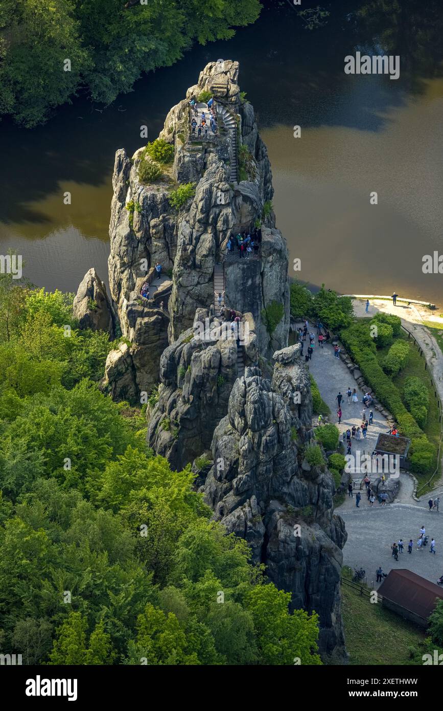 Aerial view, Externsteine, historical sight in the nature reserve ...