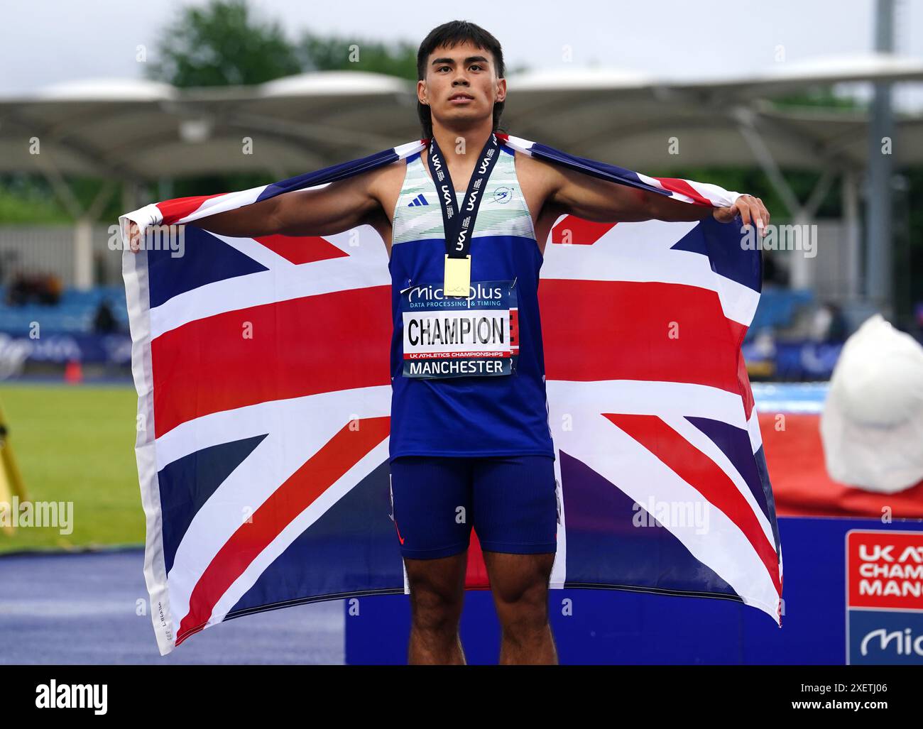 Louie Hinchliffe after winning the Men's 100m final during day one of ...