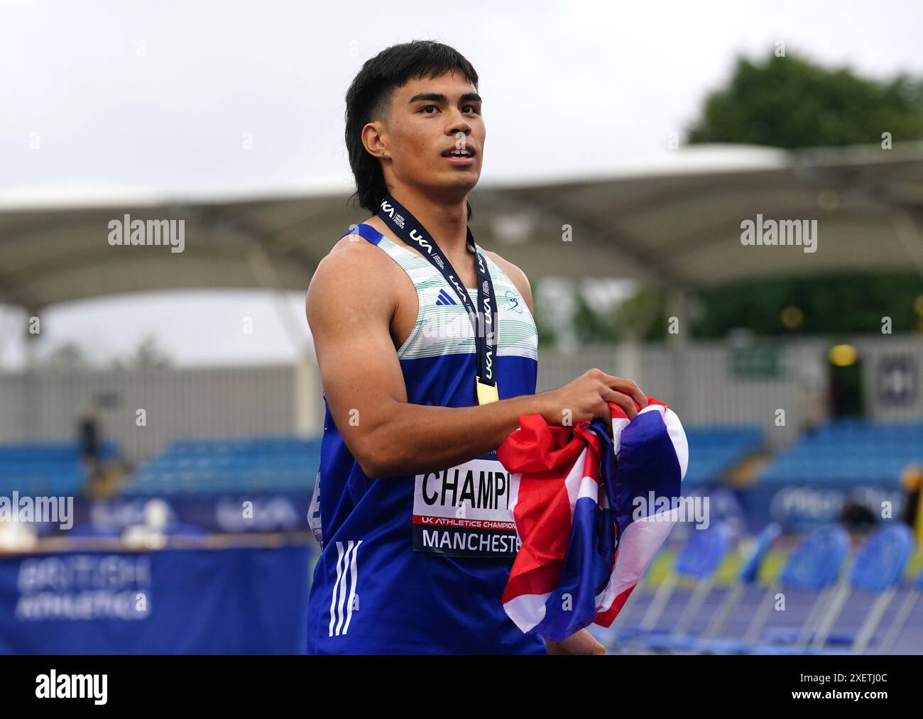 Louie Hinchliffe after winning the Men's 100m final during day one of ...