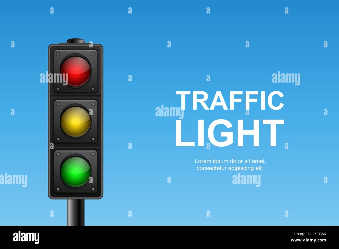 Vector Realistic Hanging Traffic Signal with Green, Yellow and Red ...