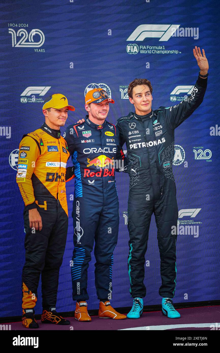 The Poleman Max Verstappen with Lando Norris and George Russel during ...