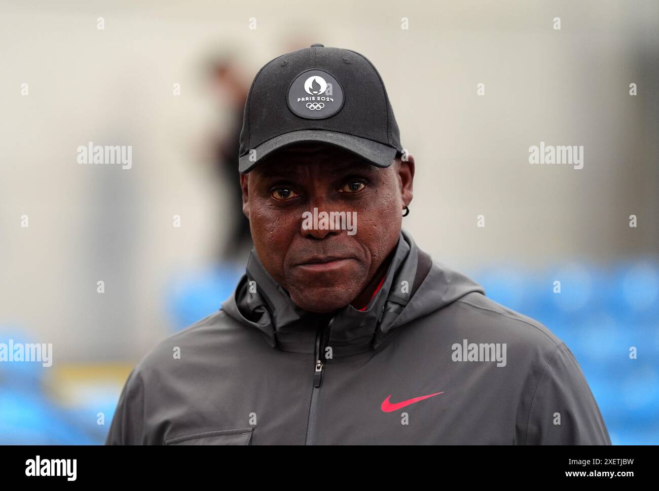 Carl lewis after the men's 100m final during day one of the olympic ...
