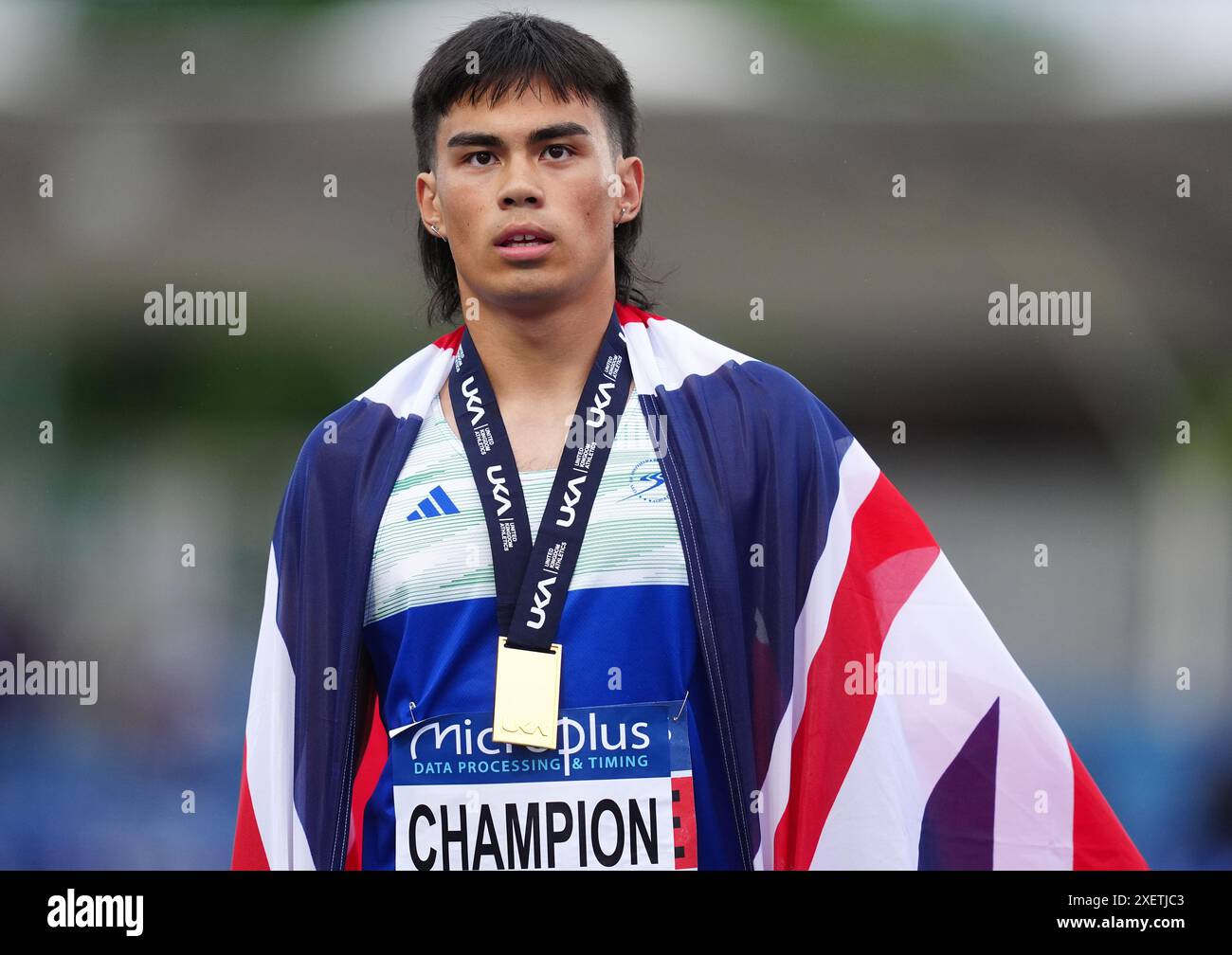 Louie Hinchliffe after winning the Men's 100m final during day one of ...