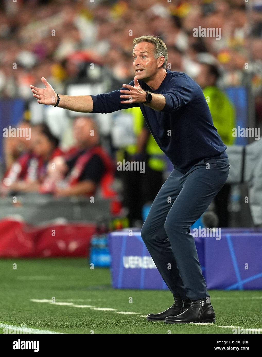 Denmark manager Kasper Hjulmand gestures on the touchline during the ...