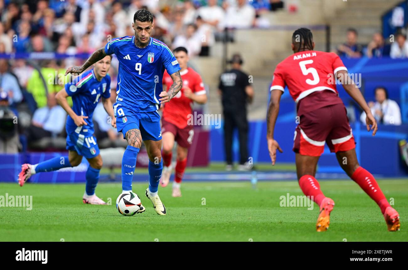 Berlin, Germany. 29th June, 2024. Gianluca Scamacca of Italy and Manuel ...
