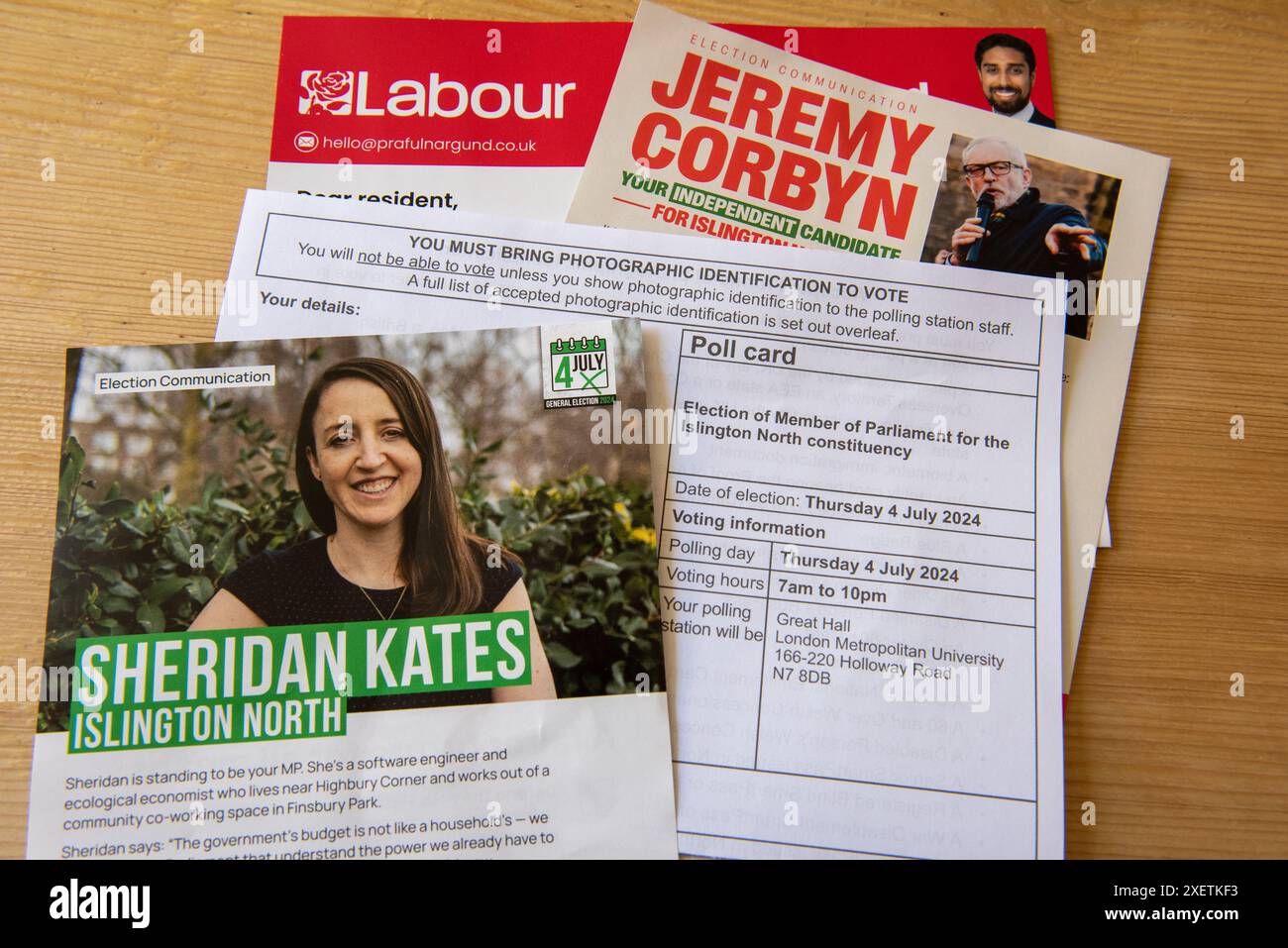 Poll Card and General Election leaflets for Islington North, Jeremy ...