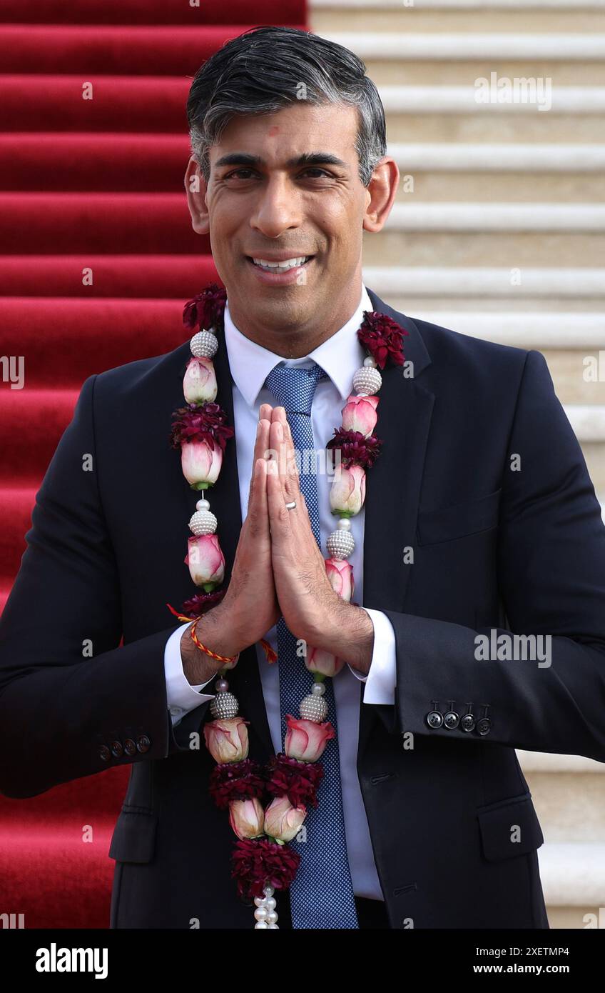 Prime Minister Rishi Sunak during a visit to BAPS Shri Swaminarayan ...