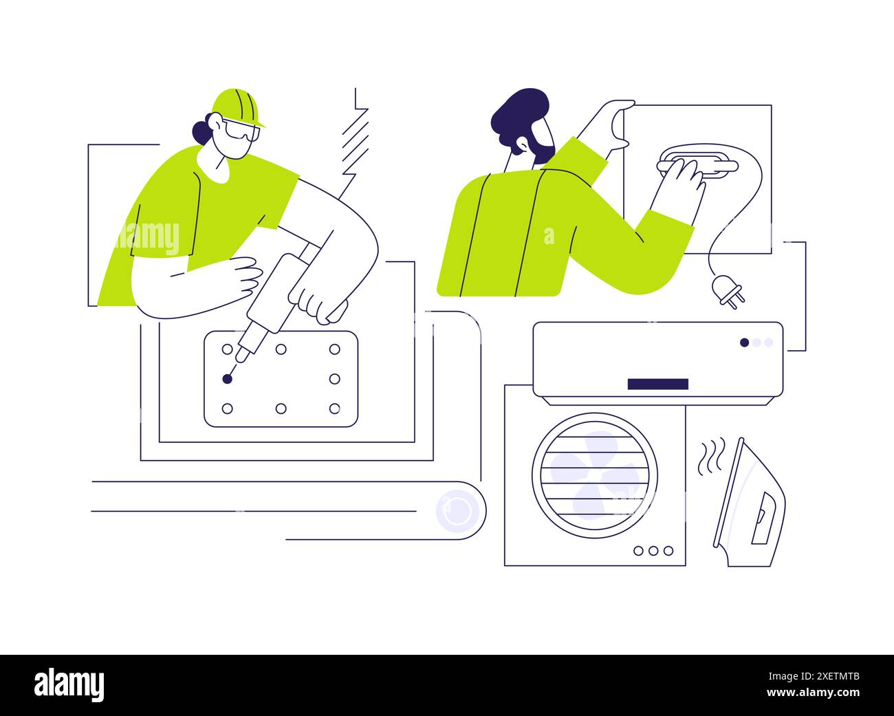 Assembly line workers Stock Vector Images - Alamy