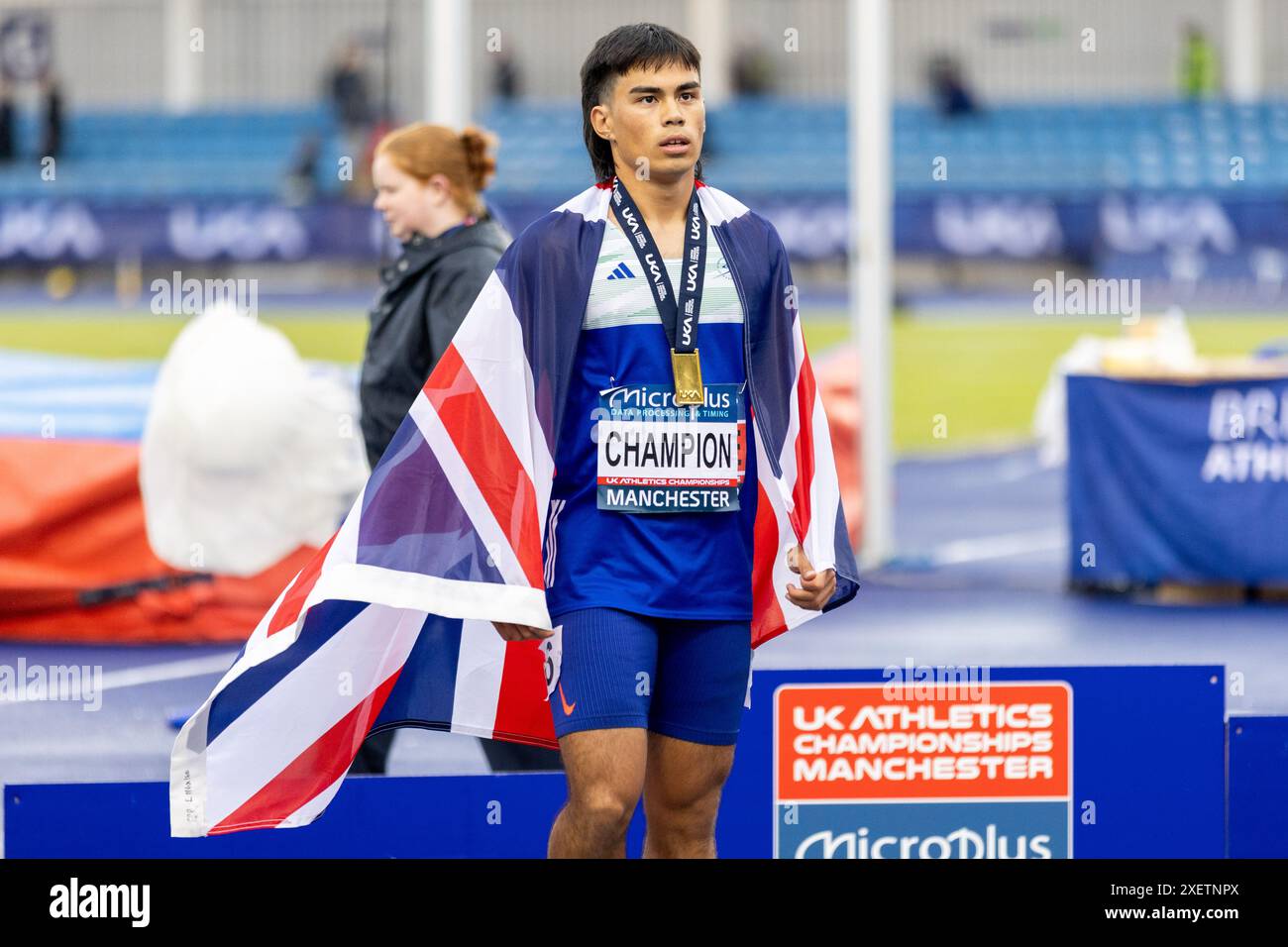 Manchester, United Kingdom, 29 June 2024, 100m Men Final Podium Photo ...
