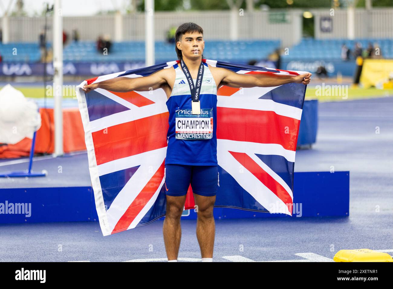 Manchester, United Kingdom, 29 June 2024, 100m Men Final Podium Photo ...