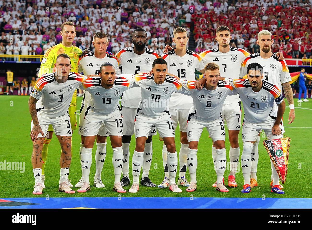 Germany's line up , start eleven during the Euro 2024 soccer match ...