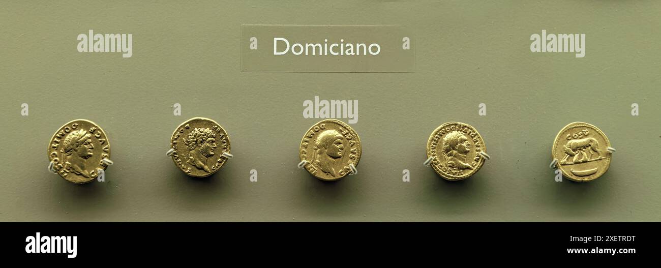 Collection of ancient Roman gold coins featuring Emperor Domitian on ...
