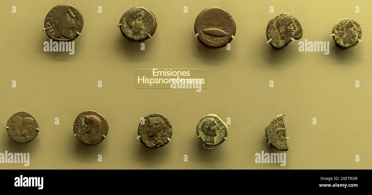 Collection of ancient Hispano-Roman coin emissions on display at the ...