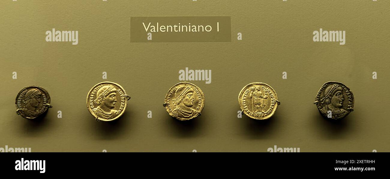 Collection of ancient Roman coins featuring Emperor Valentinian I at ...