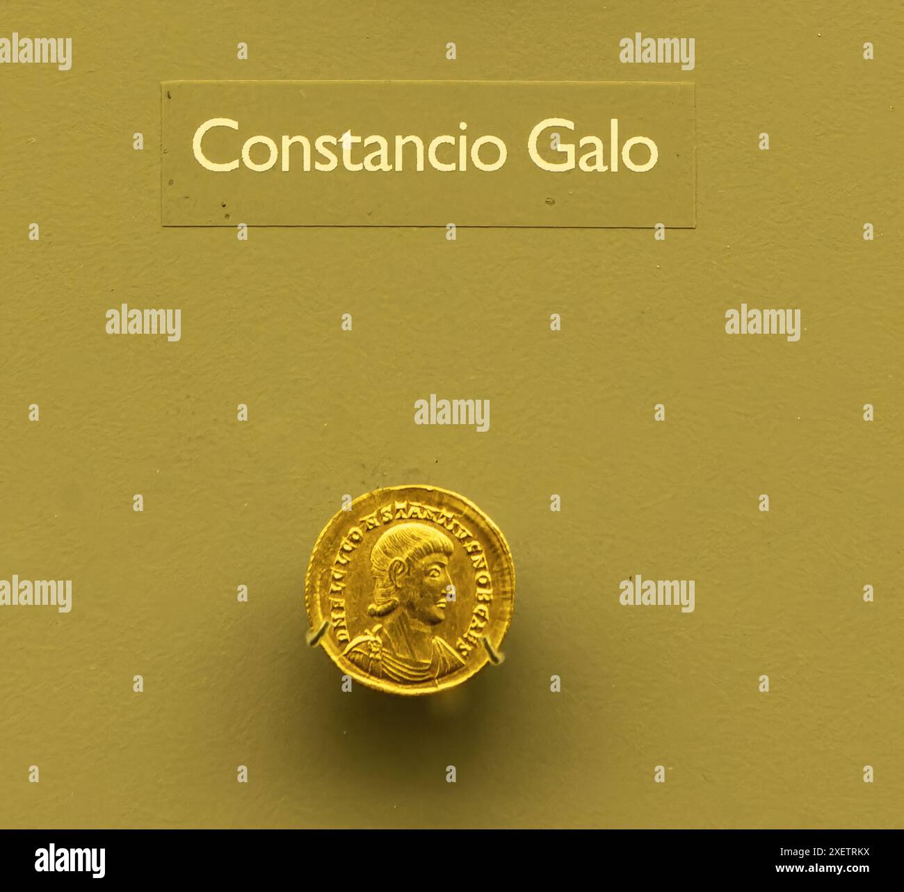 A detailed gold coin featuring Constantius Gallus, a prominent Roman ...