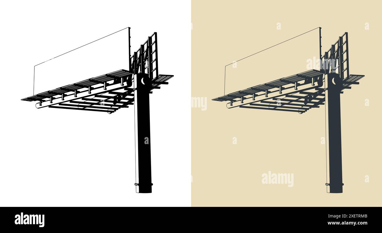 Double sided V type outdoor advertising billboard illustrations Stock ...
