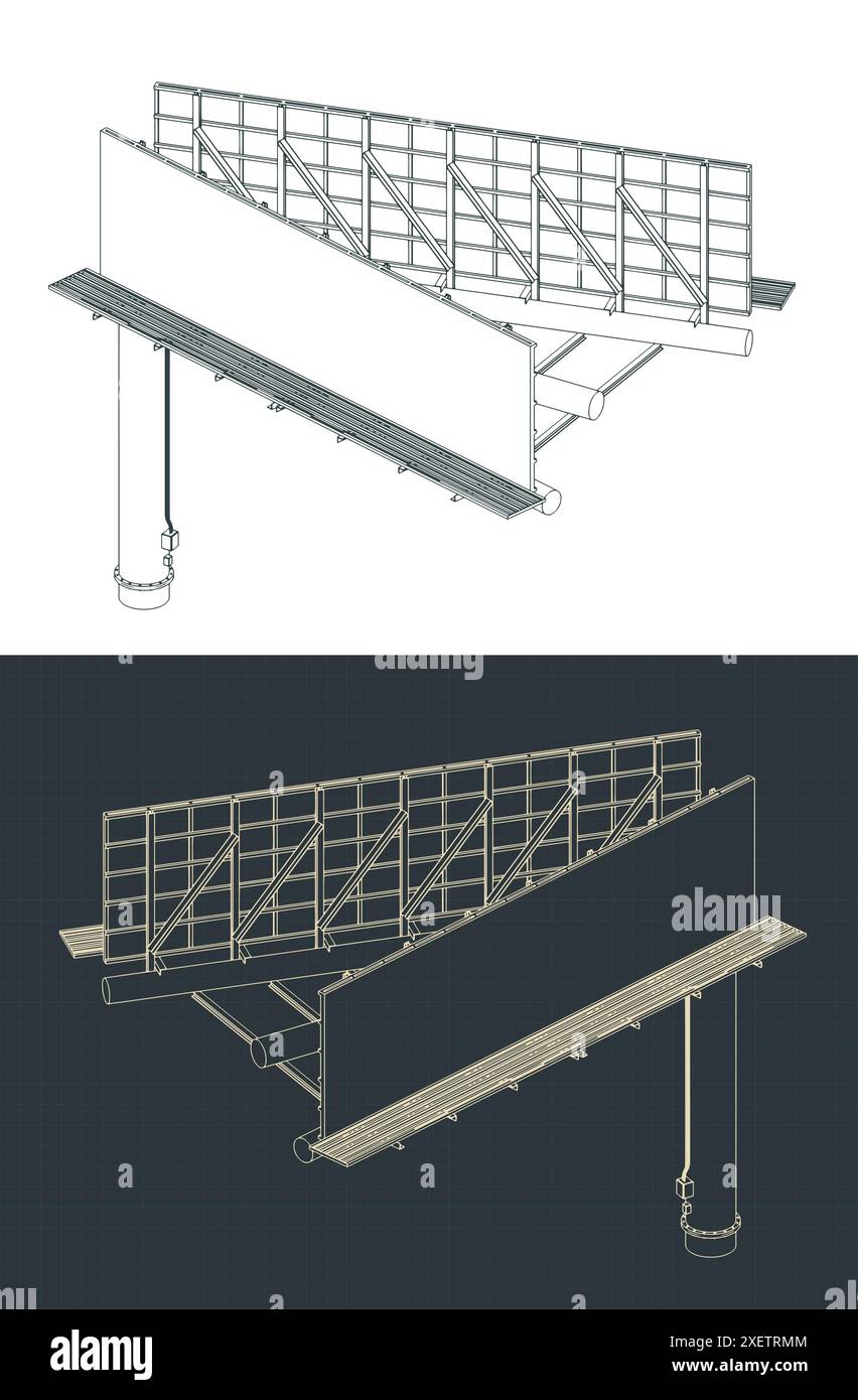 Double sided V type outdoor advertising billboard blueprints Stock ...
