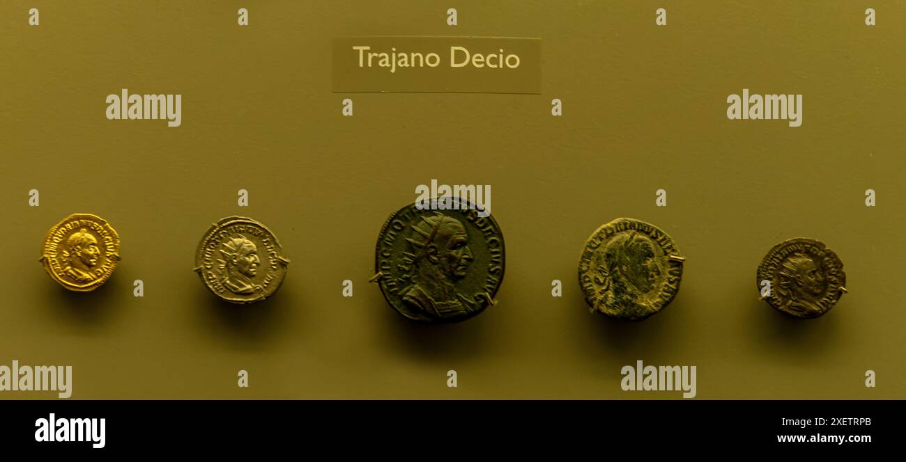 Collection of Roman coins featuring Emperor Trajan Decius. Display ...