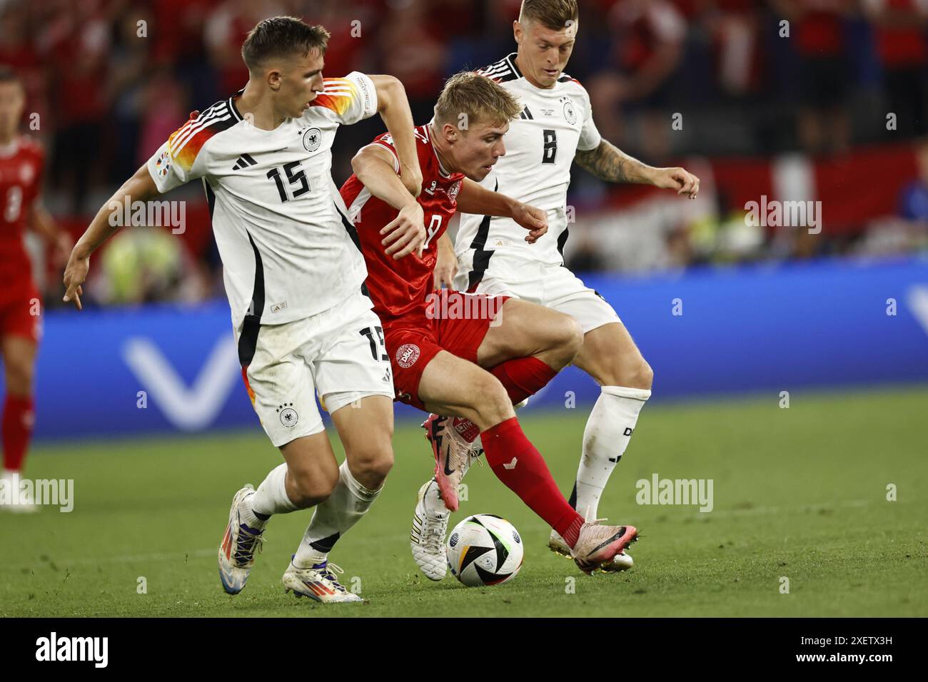 Dortmund - (l-r) Nico Schlotterbeck of Germany, Rasmus Hojlund of ...