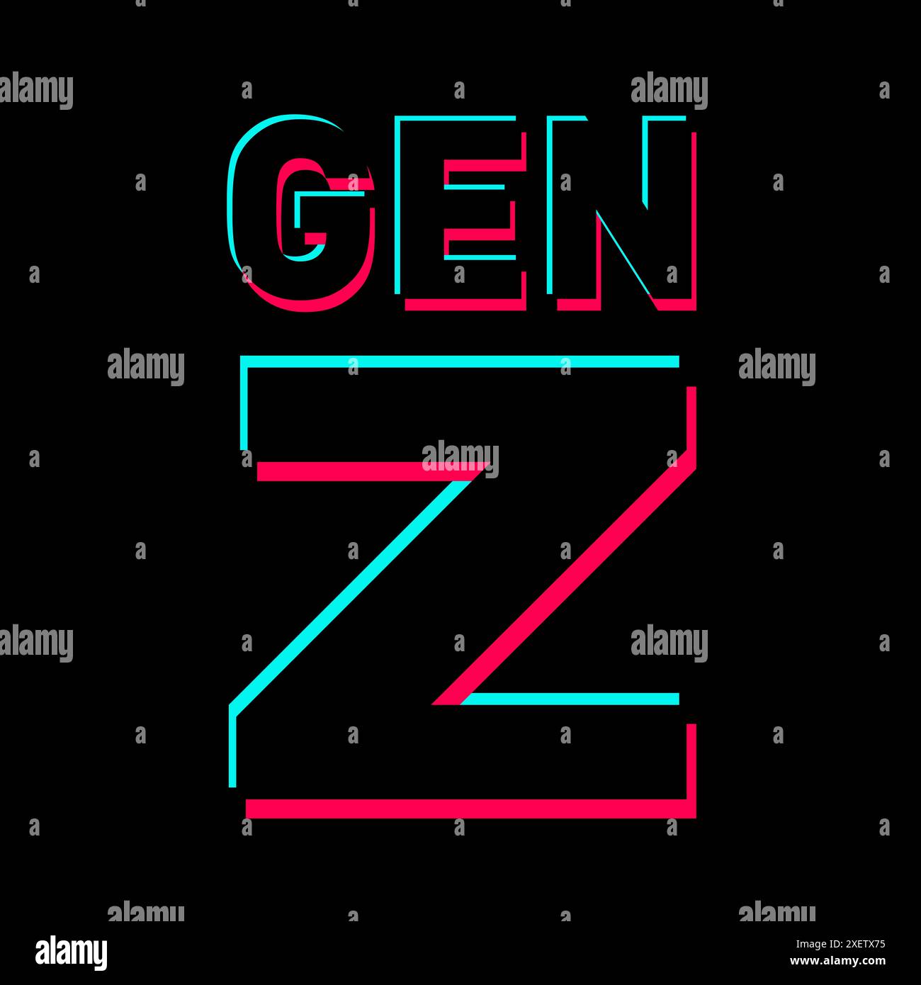 Gen Z in colors of social media platform. Generation Z and internet ...