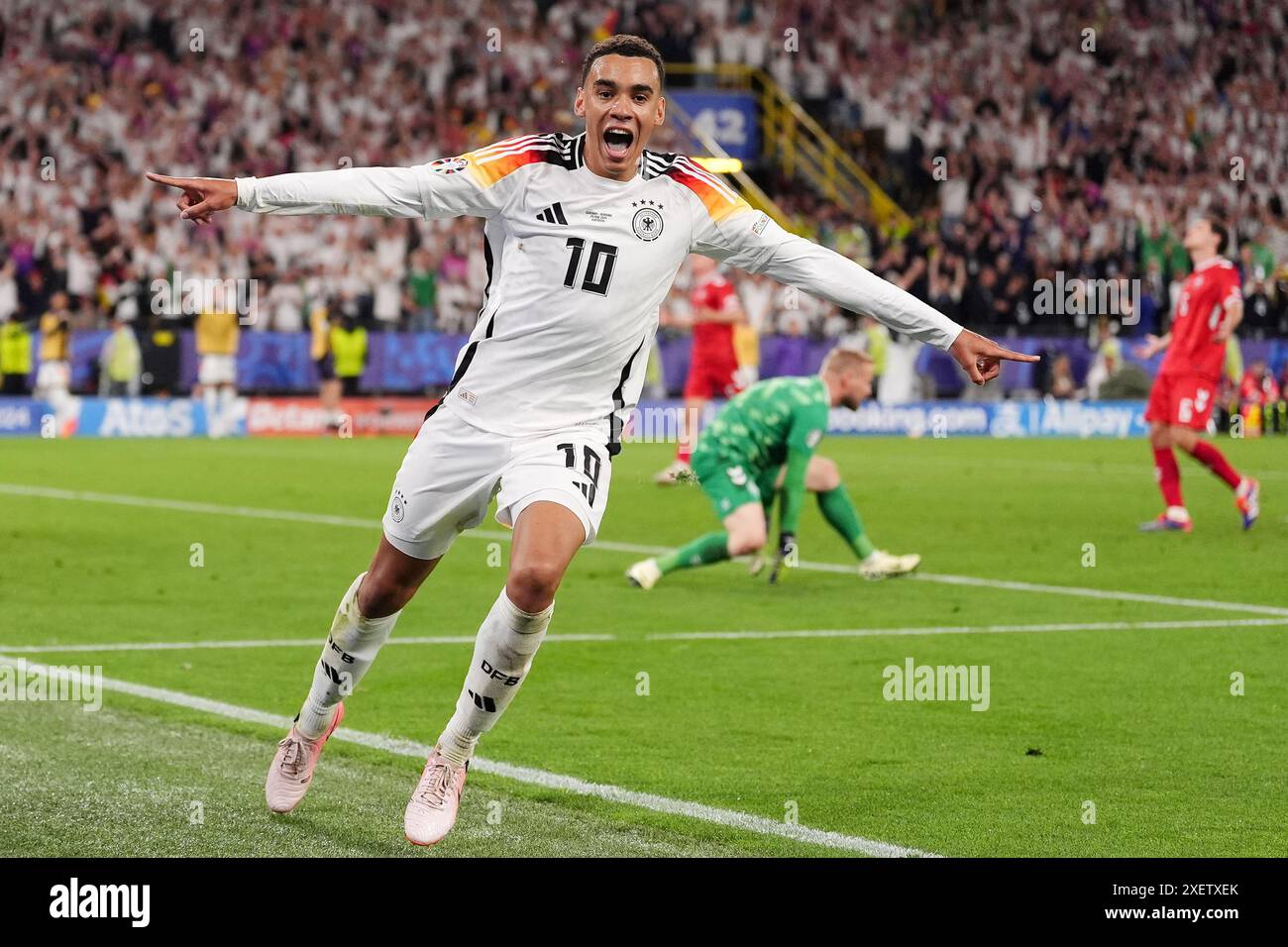 Germany's Jamal Musiala celebrates after scoring their side's second ...