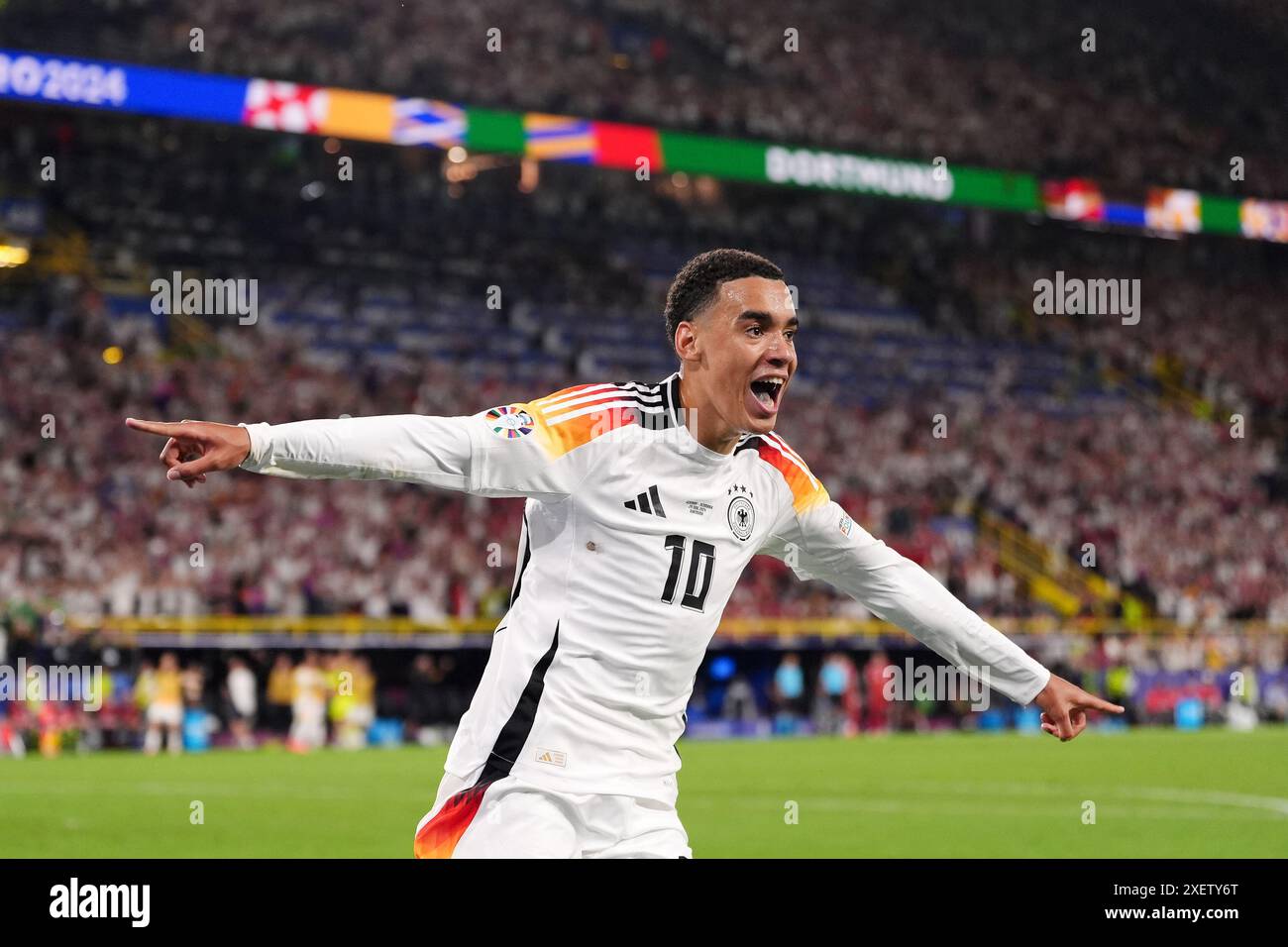 Germany's Jamal Musiala celebrates after scoring their side's second ...