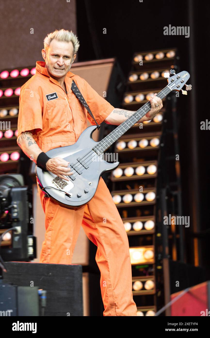 Green Day in Concert at Wembley Stadium Mike Dirnt of Green Day on ...