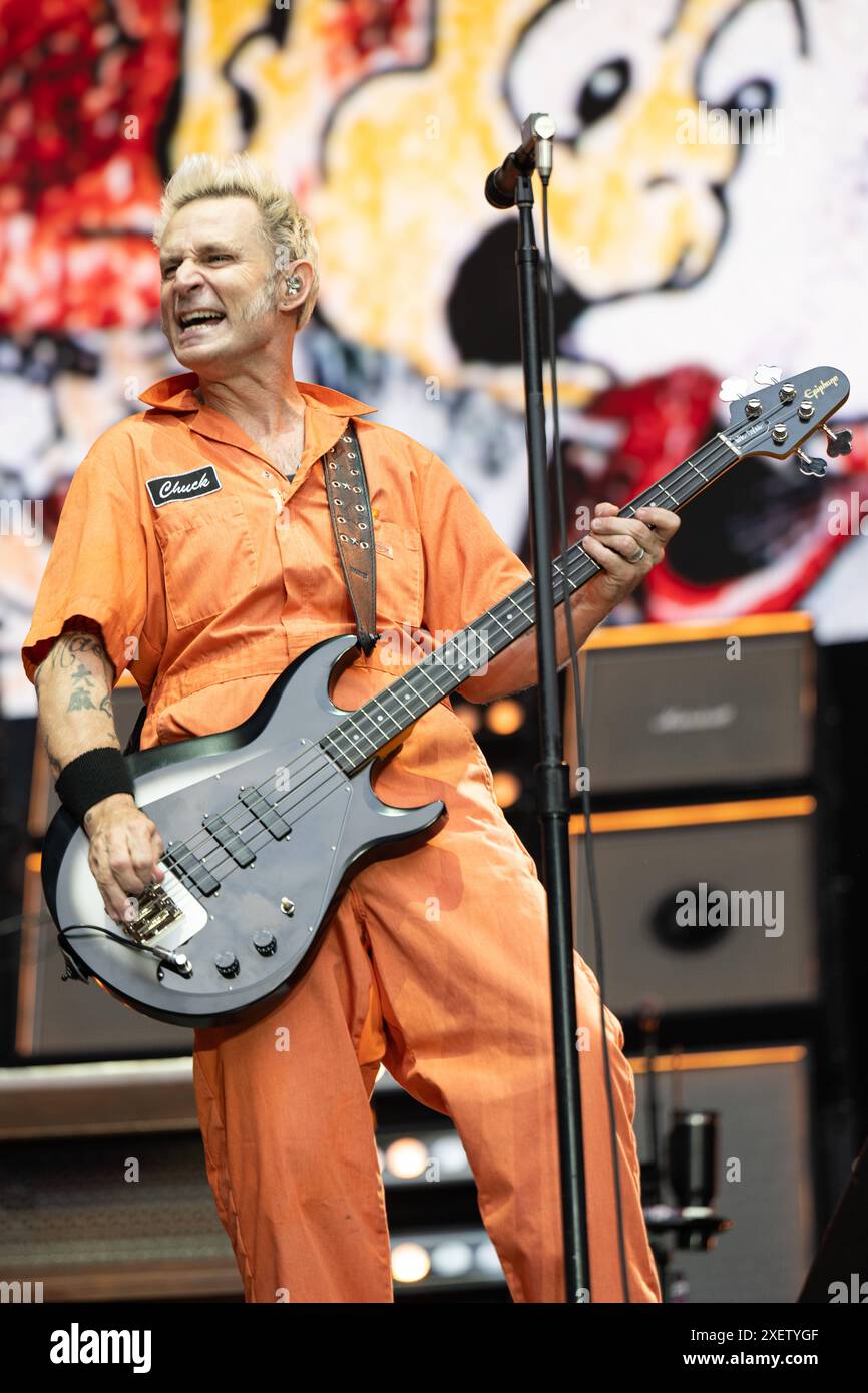 Green Day in Concert at Wembley Stadium Mike Dirnt of Green Day on ...