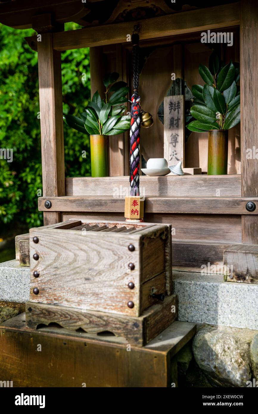 Coin box called "saisenbako" in Ginkaku-ji (or Jissho-ji), a Buddhist ...