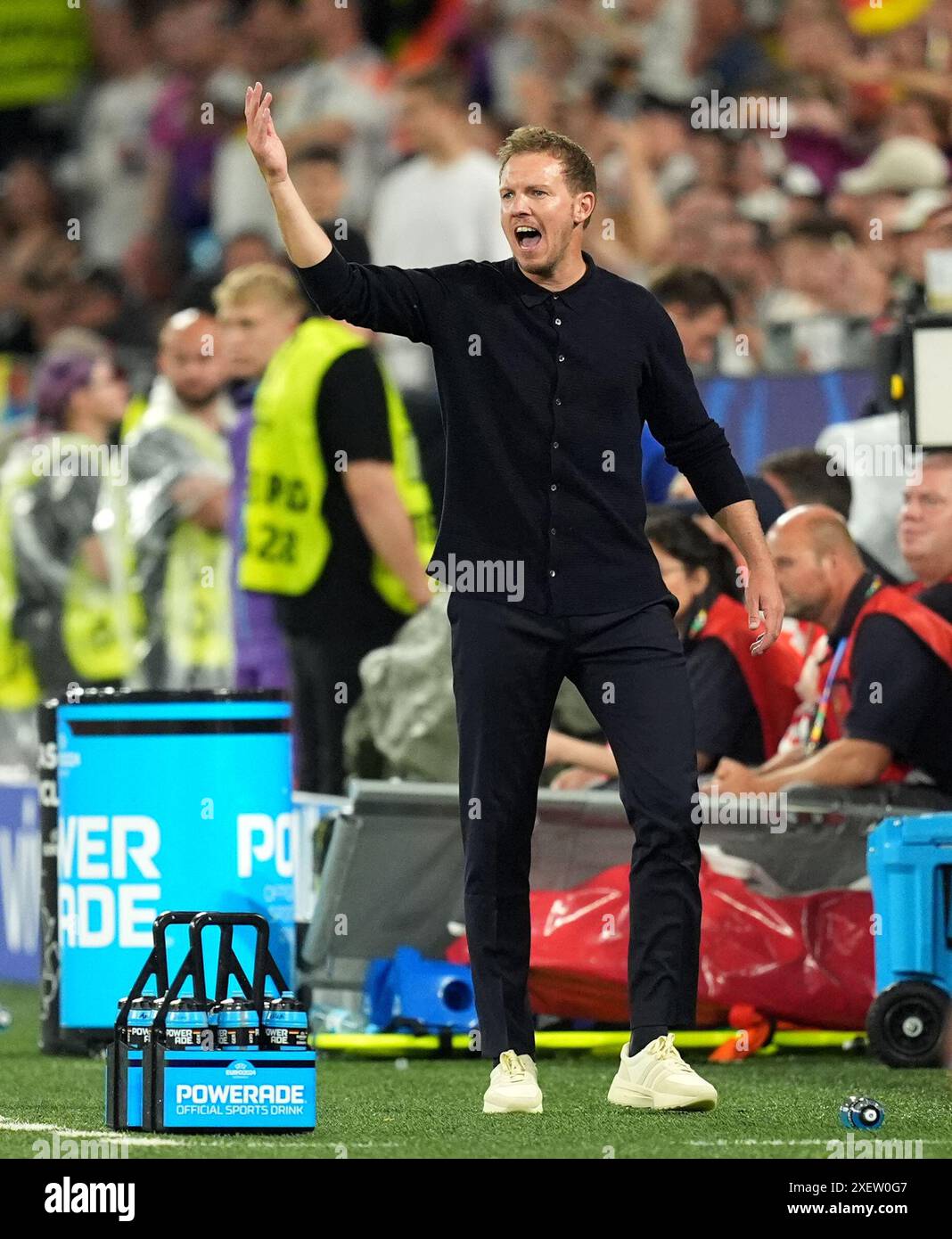 Denmark manager Kasper Hjulmand gestures on the touchline during the ...