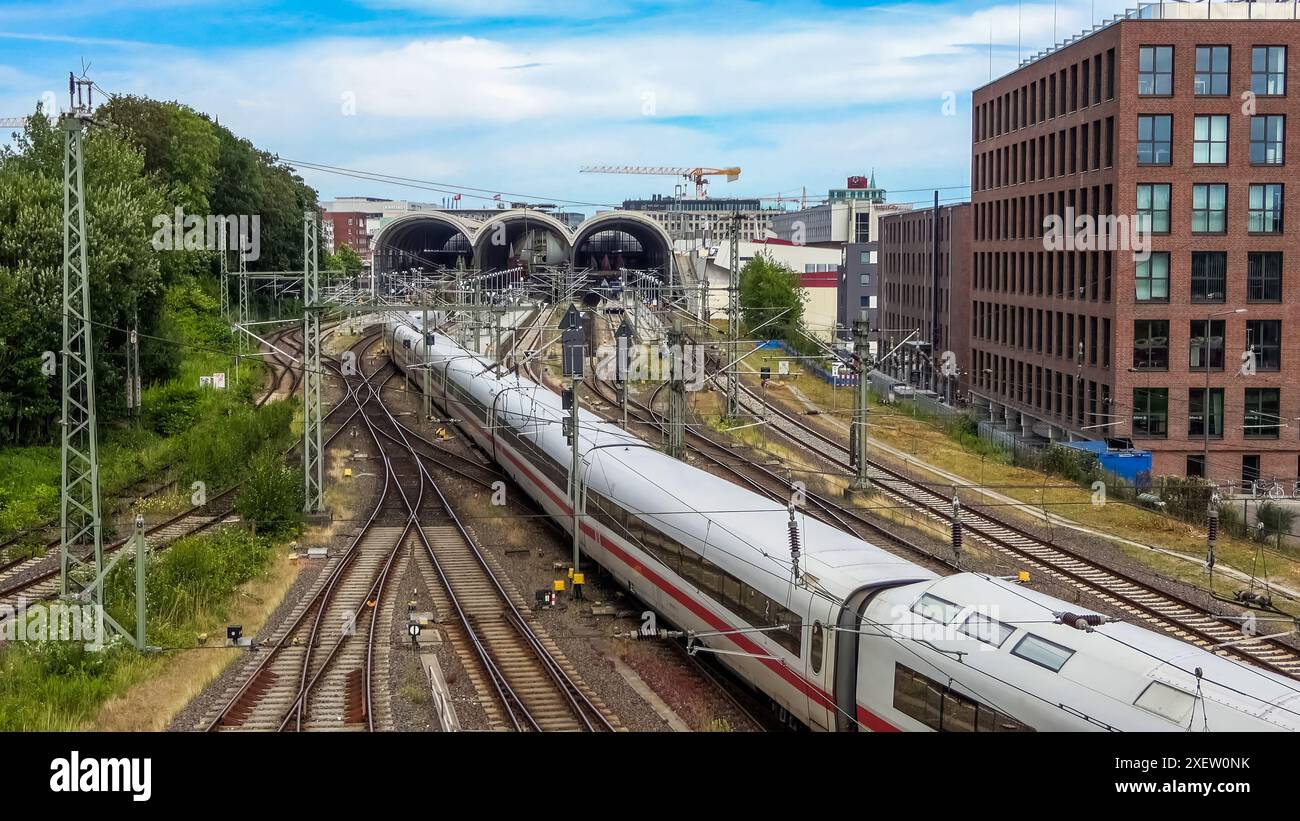 Kiel, Germany - 23 Jun 2024: German ICE trains on the tracks in front ...