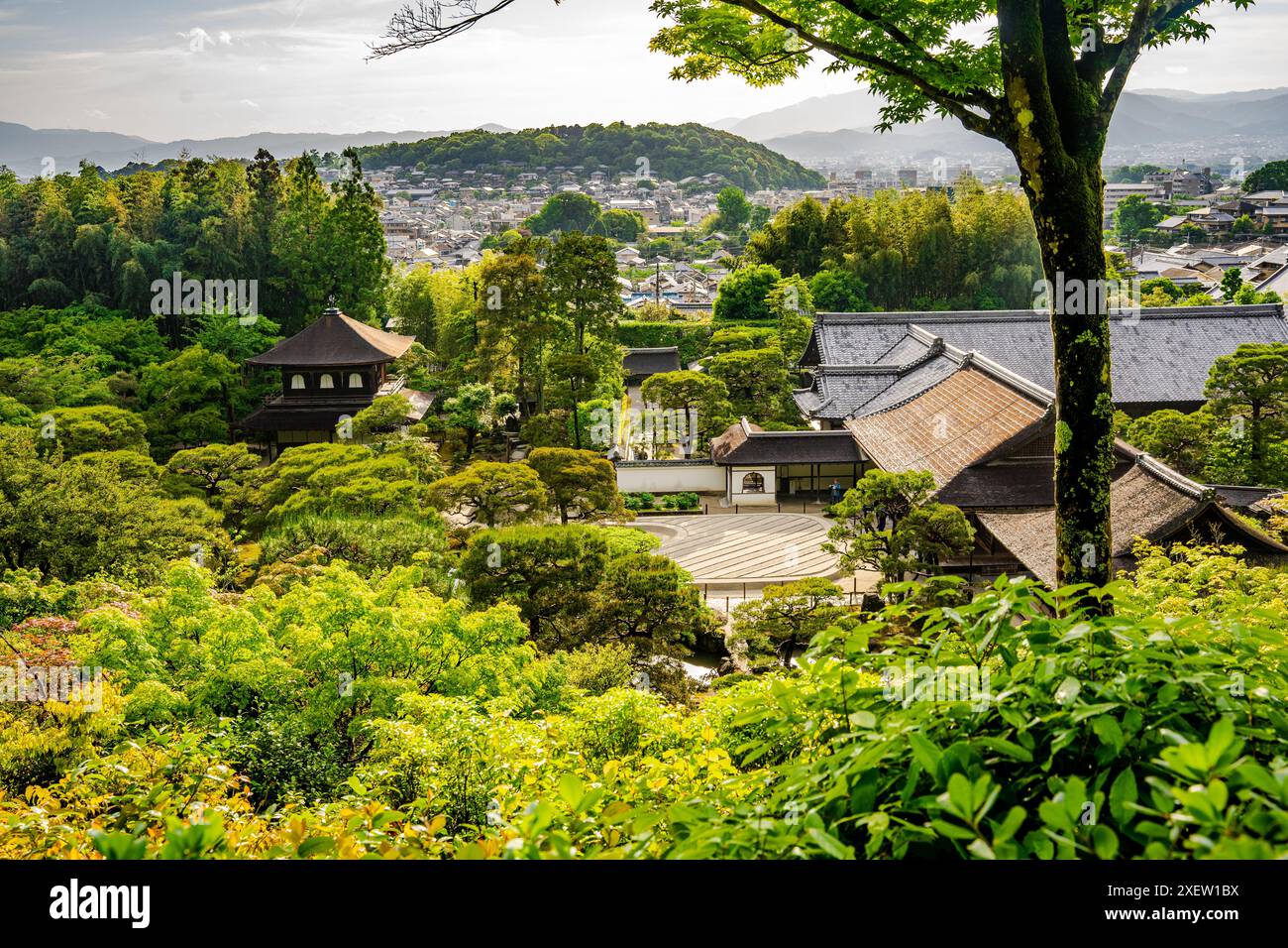 Scenic view of Ginkaku-ji (or Jissho-ji), a Buddhist Zen temple built ...