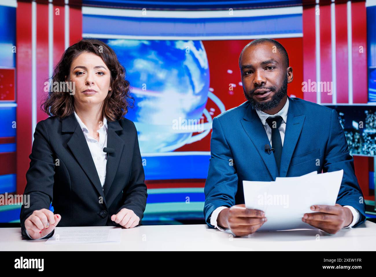 Broadcasters team on night talk hi-res stock photography and images - Alamy