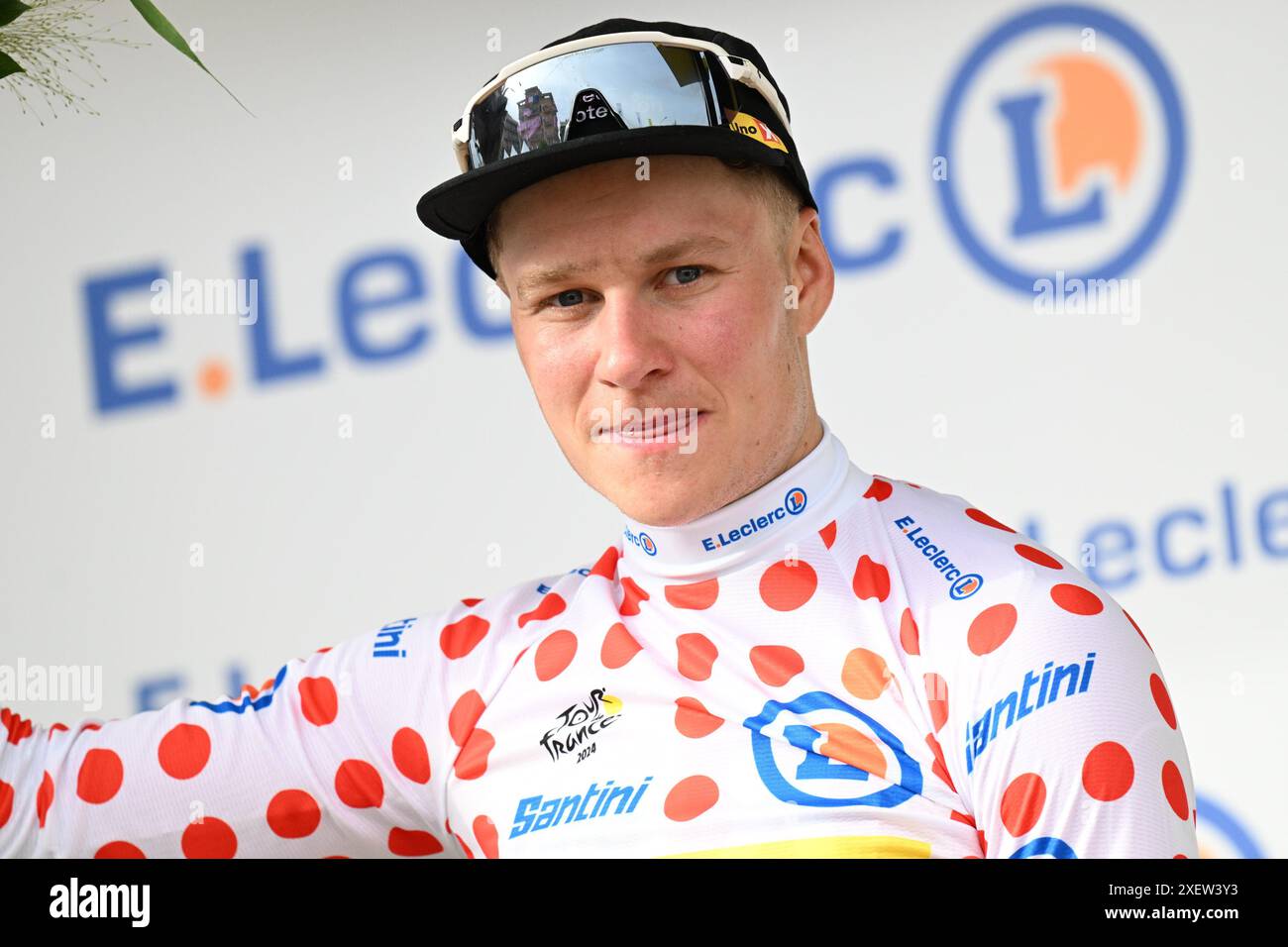 JONAS ABRAHAMSEN CELEBRATING PORTRAIT ON THE PODIUM OF THE FIRST STAGE ...