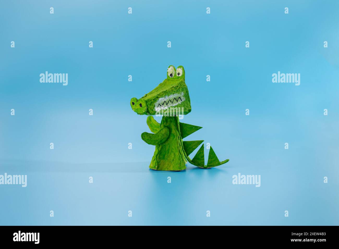 simple crocodile craft from paper and recycled egg box, DIY Stock Photo ...