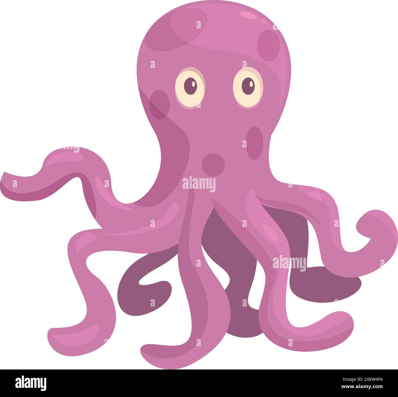 Cartoon octopus is posing underwater with its tentacles outstretched ...
