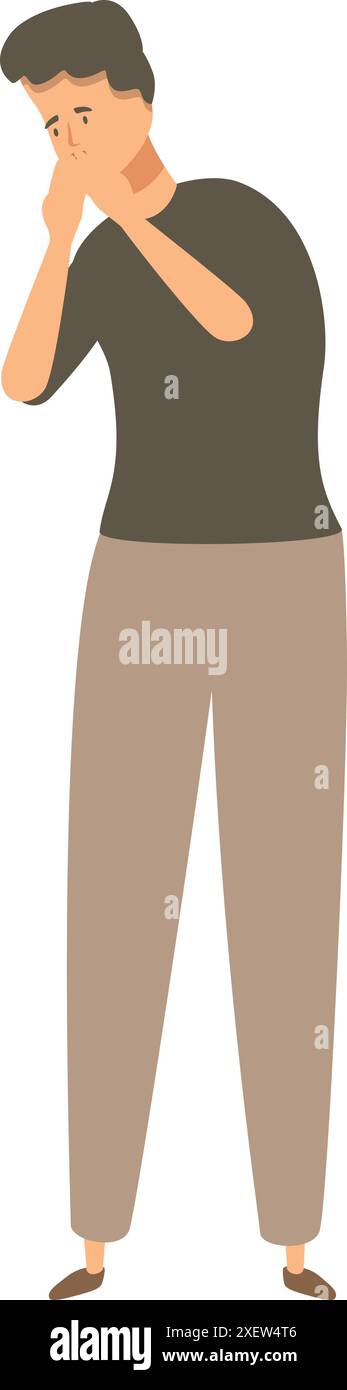 Worried embarrassed man covering face Stock Vector Images - Alamy