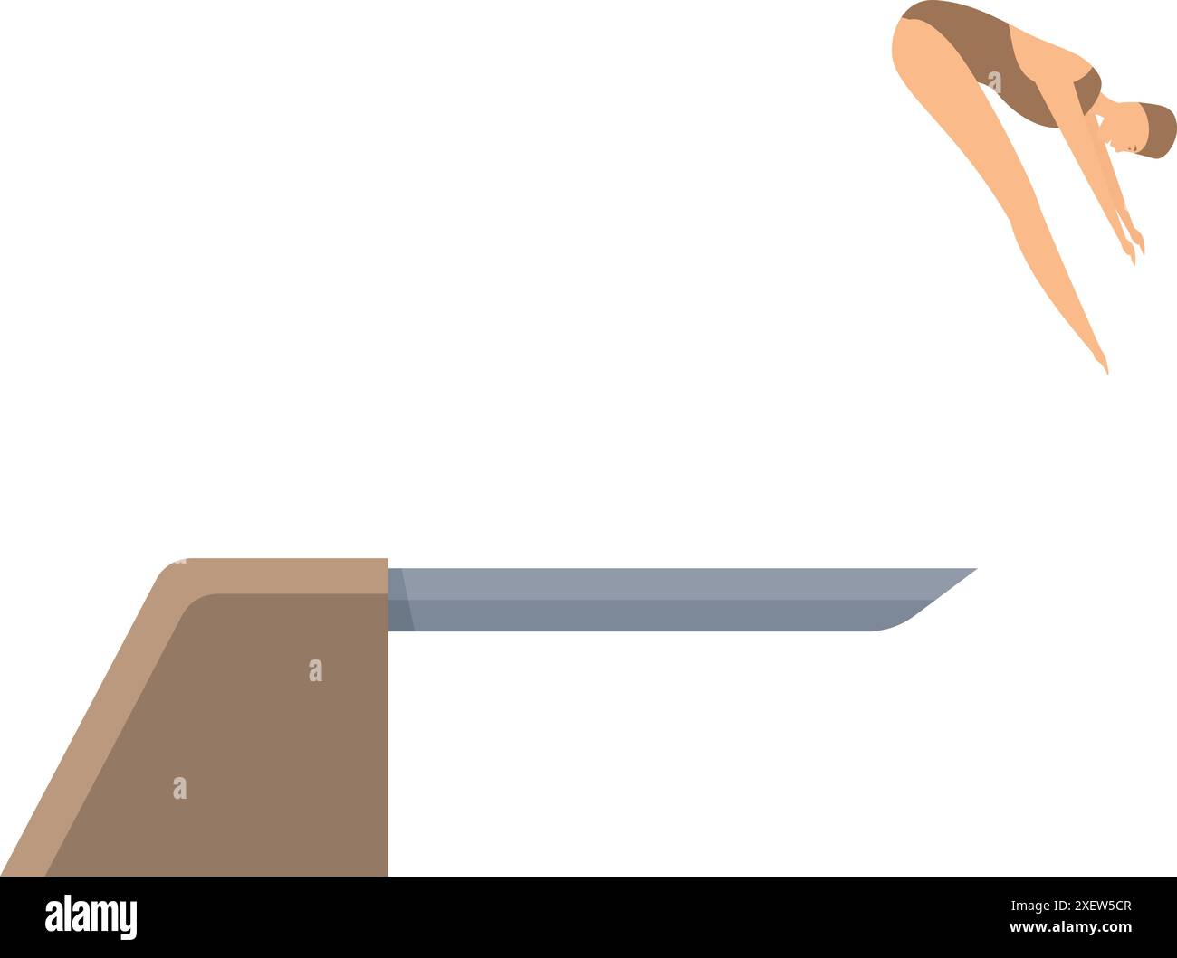 Professional female athlete in swimsuit jumping from springboard during ...